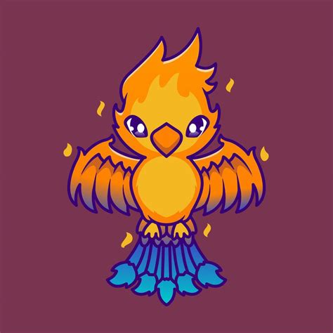 Cute Phoenix Fire Bird Cartoon 53785500 Vector Art At Vecteezy