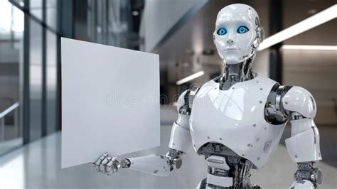 The Robot Looks Like A Woman With A Blank Sign She Is Presenting An Ai