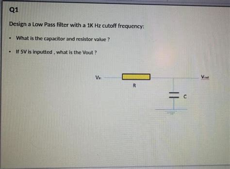 Design A Low Pass Filter With A 1 K Hz Cutoff