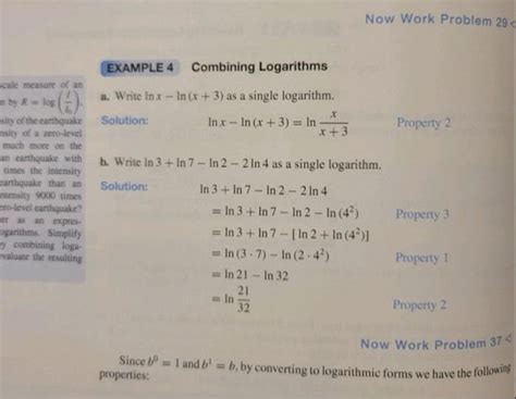 Solved Now Work Problem 29 Combining Logarithms Scale Chegg Com