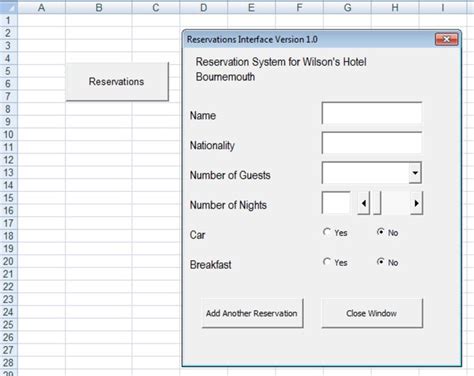 how to write visual basic code to configure a user interface created using a userform in excel