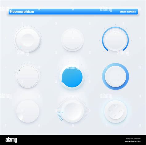 Neomorphic Ui Kit Mobile App Round Level Buttons Sound Volume Control Knob Amplifier Power