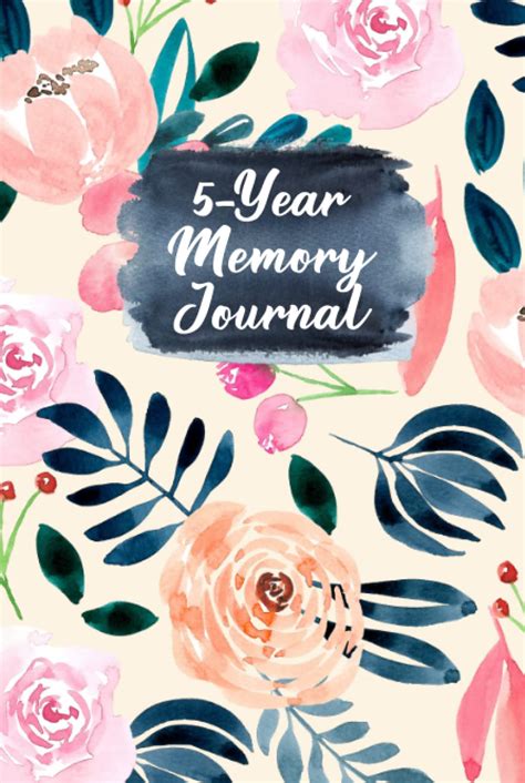 5 Year Memory Journal Hardcover Peach And Blue Floral One Line A Day