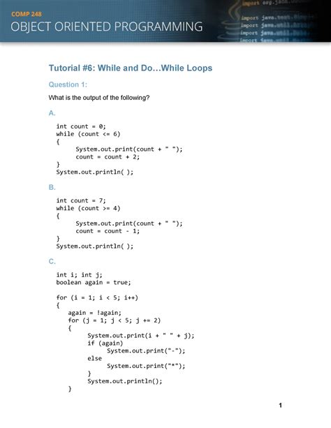 Comp248 Tutorial 06 Tutorial 6 While And Do Loops Question 1