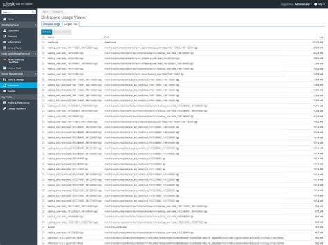 Diskspace Usage Viewer Extension Plesk