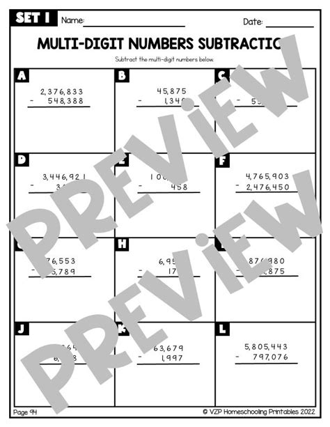 4th Grade Addition And Subtraction Worksheets Etsy