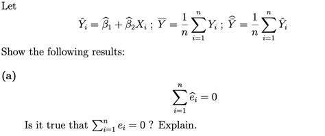 Solved Let Yiβ1β2xiyˉn1∑i1nyiyˉn1∑i1nyi Show The