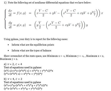 Solved 1 Note The Following Set Of Nonlinear Differential