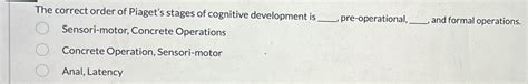 the correct order of piaget s stages of cognitive development is qquad