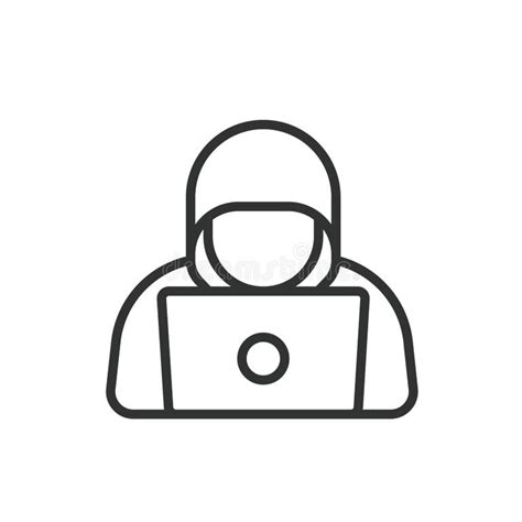 Hooded Hacker Icon In Line Design Hooded Hacker Cybersecurity Anonymous Dark Computer