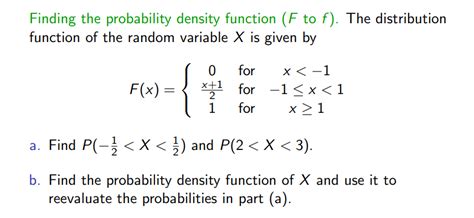 Solved Finding The Probability Density Function To F The Chegg