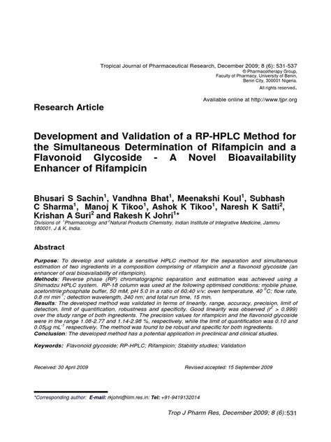 Pdf Development Anda Validation Rp Hplc Method Rifampicin Dokumentips