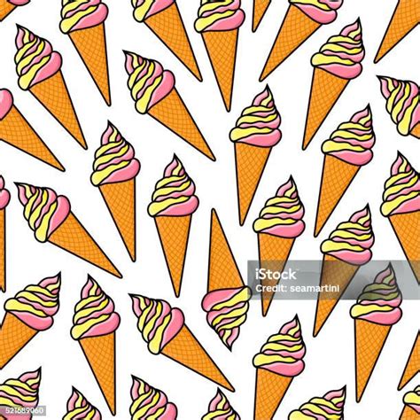 소프트 아이스크림 안전구역 표시 콘 복고풍 이음새 없는 패턴 0명에 대한 스톡 벡터 아트 및 기타 이미지 0명 과일 냉동된 Istock
