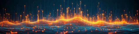 Abstract Glowing Orange And Blue Data Visualization As Network Lines On Gradient Background