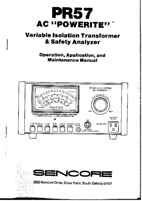 Sencore Pr 57 Variable Isolation Transformer And Safety Analyzer
