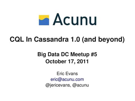 Cql In Cassandra 10 And Beyond Ppt