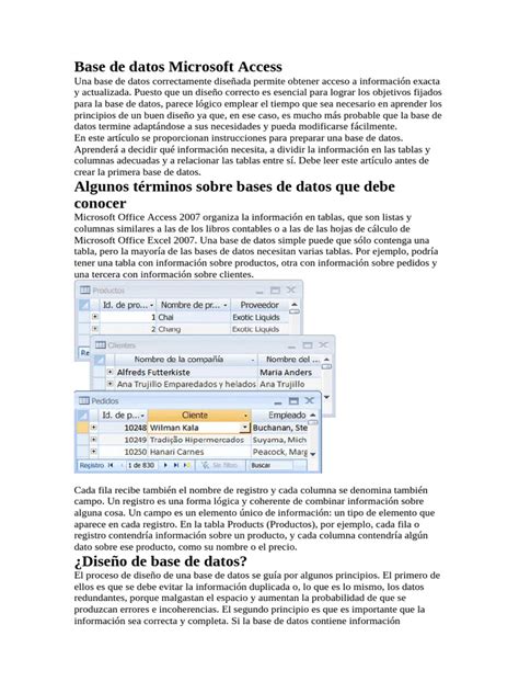 Base De Datos Microsoft Access Pdf Bases De Datos Información