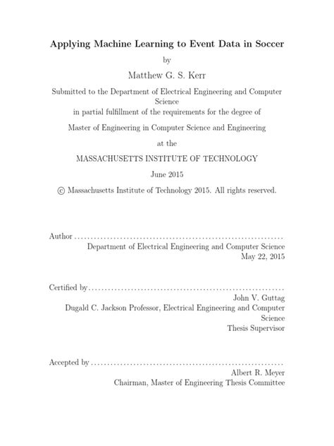 Applying Machine Learning To Event Data In Soccer Pdf Machine Learning Statistical
