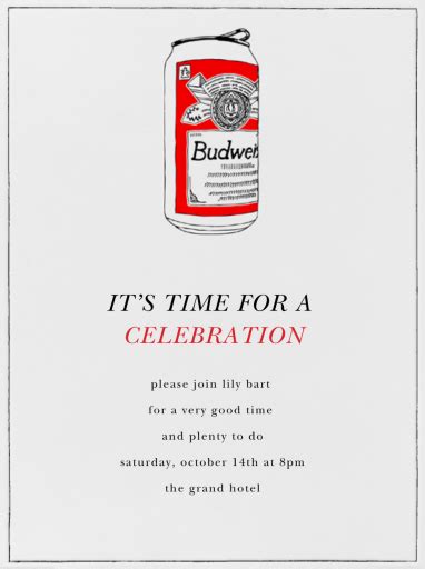Bud Can Cocktail Party Invitation Send Online Instantly Rsvp Tracking