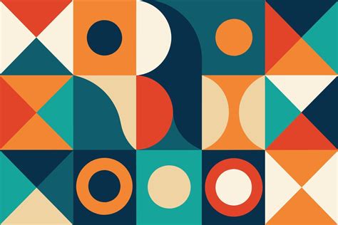 Geometric Pattern Element In Mid Century Style Retro Abstract Collection Of Colorful Circle