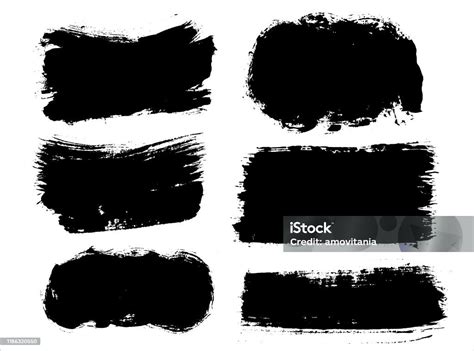 브러시 스트로크 벡터 페인트 브러시 세트입니다 그런지 디자인 요소 개체 그룹에 대한 스톡 벡터 아트 및 기타 이미지 개체