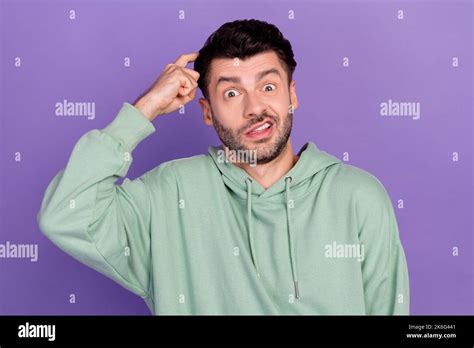 Closeup Photo Of Young Funny Nervous Stressed Man Scratch His Head Dont Know What Do Cant