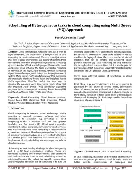 scheduling of heterogeneous tasks in cloud computing using multi queue