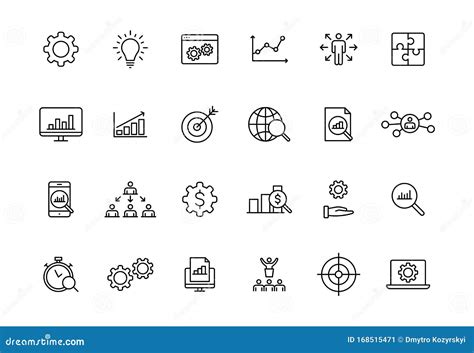 Set Of 24 Data Proceassing Web Icons In Line Style Graphic Analytics