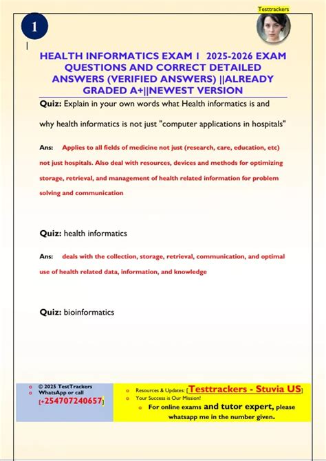 Health Informatics Exam Exam Questions And Correct Detailed Answers Verified Answers Already