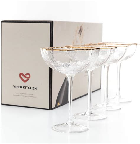 Champagne Coupe Glasses Set Of 4 Elegant Cocktail Coupe