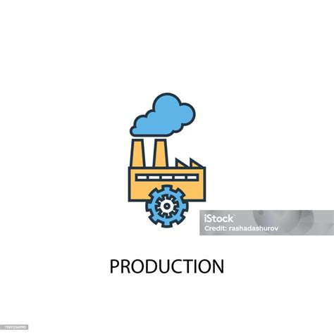 생산 개념 2 컬러 라인 아이콘 간단한 노란색과 파란색 요소 그림입니다 생산 개념 개요 기호 디자인 공장 산업 건물에 대한 스톡 벡터 아트 및 기타 이미지 Istock