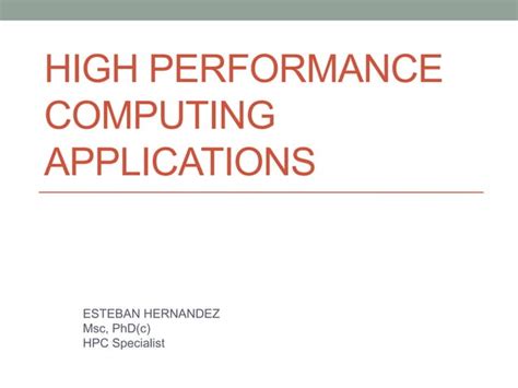 High Performance Computing For Research Ppt