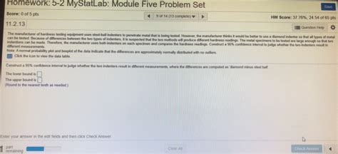 Solved Homework 5 2 Mystatlab Module Five Problem Set