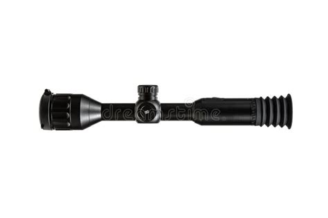 Modern Sniper Scope On A White Background Optical Device For Aiming