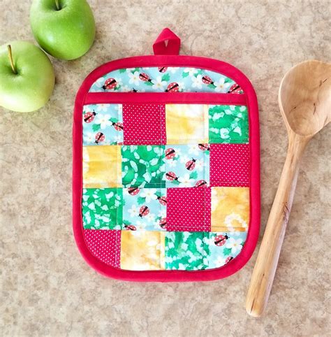 Quilted Rectangle Potholder Pattern Easy Sew Pdf With Pocket Bonus