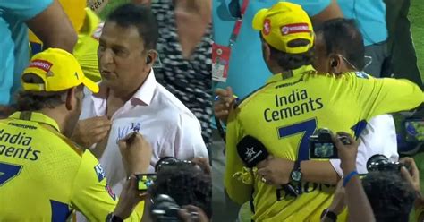Watch Sunil Gavaskar Takes Ms Dhoni On His Shirt After Csks Last
