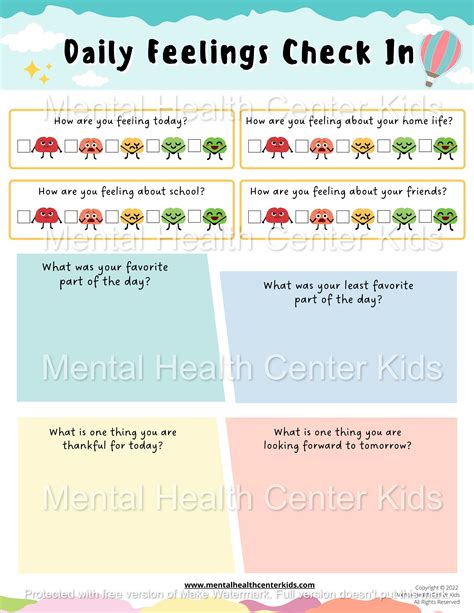 Mental Health Check In Worksheet Adriansonfifth