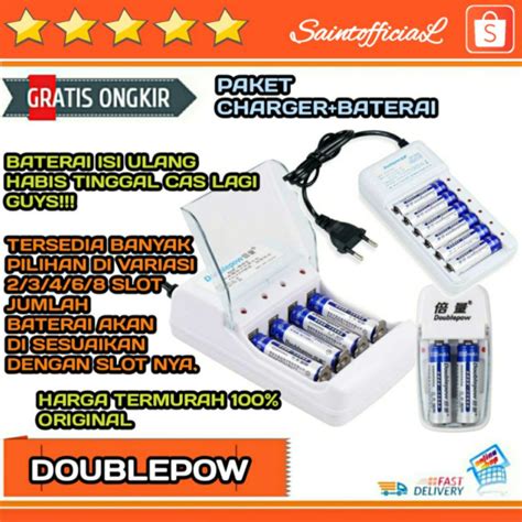 Jual Paket Baterai Charger Aa Dan Aaa Rechargeable Doublepow Batre Battery Cas Isi Ulang Murah