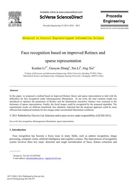 pdf face recognition based on improved retinex and sparse