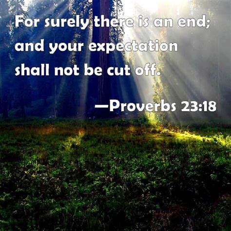Proverbs 23 18 For Surely There Is An End And Your Expectation Shall Not Be Cut Off