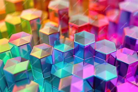 Premium Photo Colorful Hexagon Background Cube Shape And Irregular Color With Non Repeating