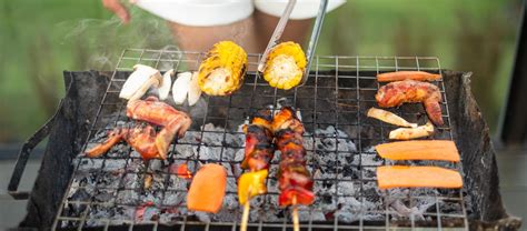 Delicious Grilled Meat With Smoke Bbq With Vegetables In Outdoor