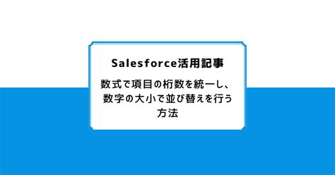 Salesforce 数式で項目の桁数を統一し、数字の大小で並び替えを行う方法 Air合同会社