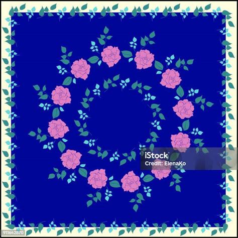 장미와 꽃 그림과 손으로 그린 나뭇잎 꽃 디자인 벡터 손수건 패턴 직물 인쇄 실크 목 스카프 Hijab 디자인 0명에 대한 스톡 벡터 아트 및 기타 이미지 Istock