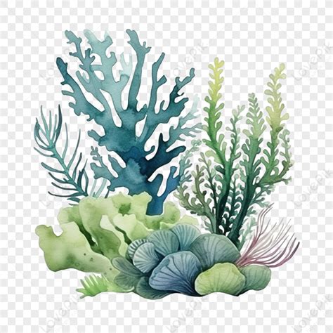 해초 수중 해양 식물 바다 산호 요소 수채화 그림대양아쿠아 Png 일러스트 무료 다운로드 Lovepik