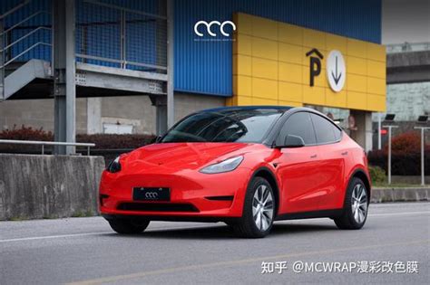 特斯拉MODEL Y漫彩改色膜法拉利红永不过时的经典色 知乎