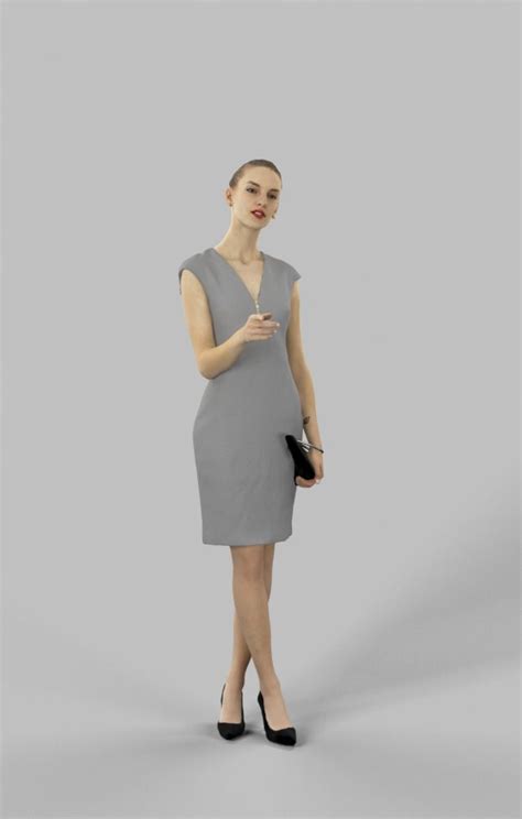 아름다움 우아한 비즈니스 우먼 에서 비즈니스 복장 서 있는 가리키는 3d 모델 24 Max Fbx Obj Skp Free3d