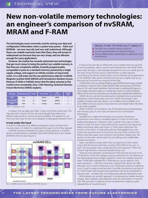 Comparison Of Nvram Pdf Pdf Random Access Memory Flash Memory