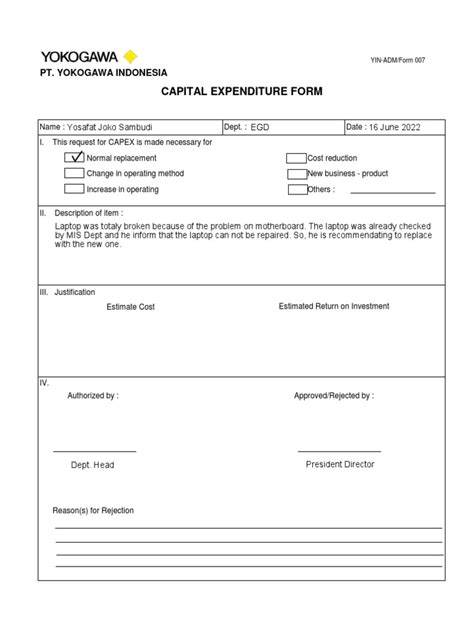 Form Capex Update Pdf