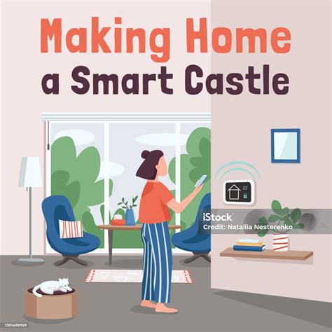 하우스 오토메이션 소셜 미디어 포스트 모형 집에 스마트 성 문구만들기 웹 배너 디자인 템플릿입니다 Iot 부스터 비문이있는 콘텐츠 레이아웃 포스터 인쇄 광고 및 플랫